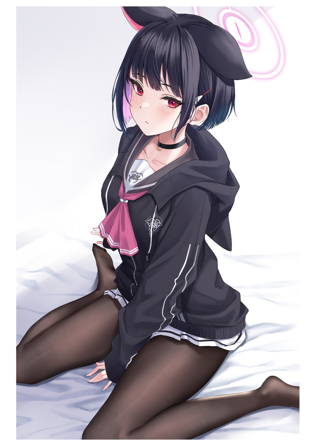 rama (yu-light8) blue archive kyouyama kazusa animal ears halo nekomimi pantyhose seifuku ...